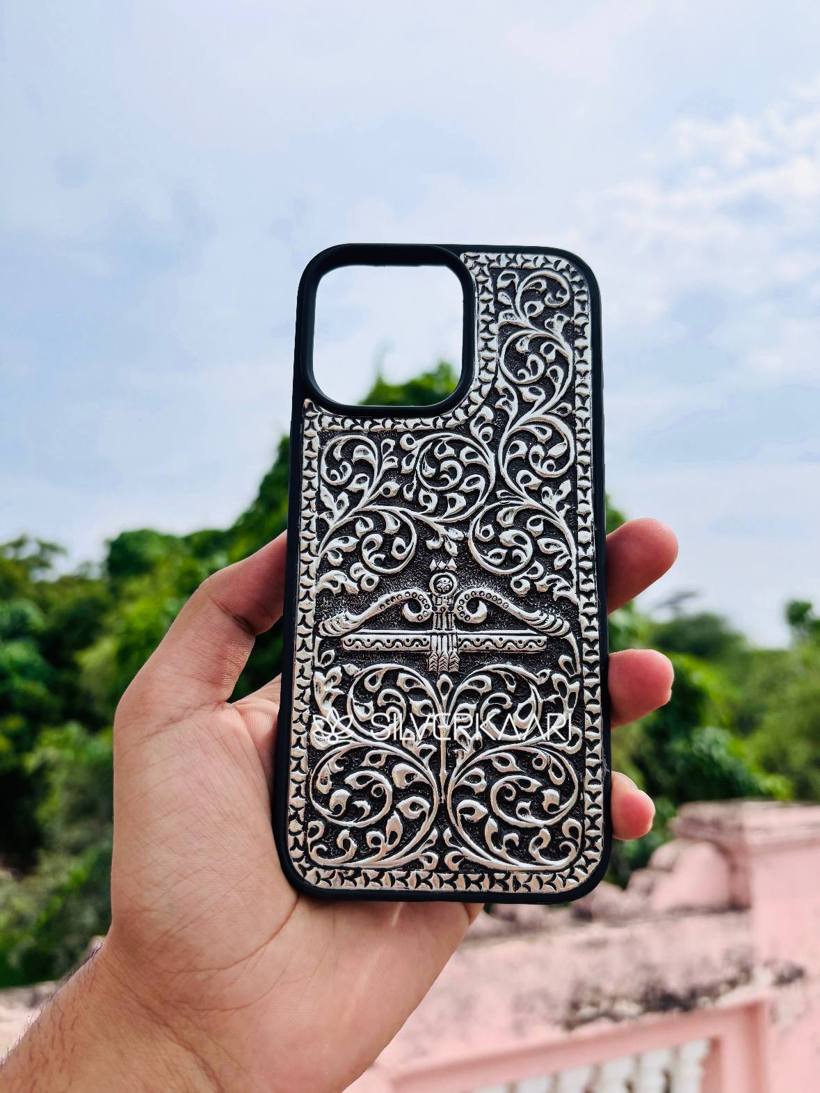 Shyam Baba Teer-Baan Silver Mobile Cover – Silverkaari
